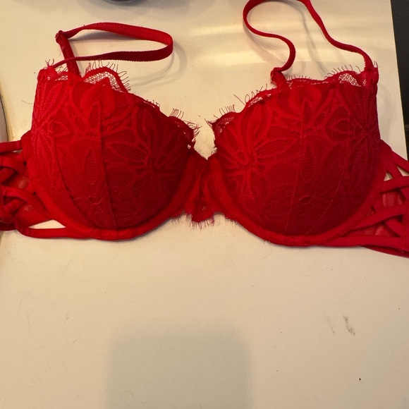 PINK Victoria's Secret | Intimates & Sleepwear | Elegant Red Lace Bra ...